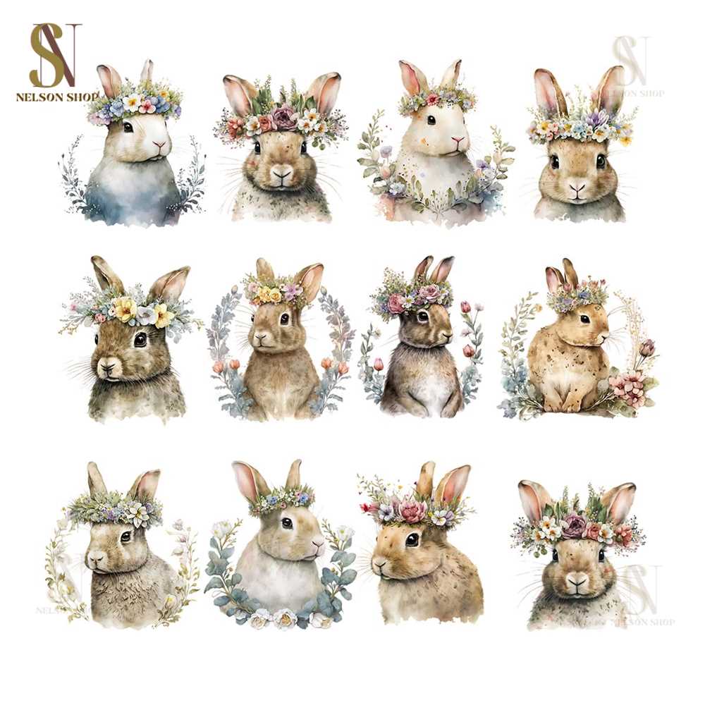 Spring Bunny Clipart | Easter Bunny Clipart | Floral Bunny | | Inspire ...