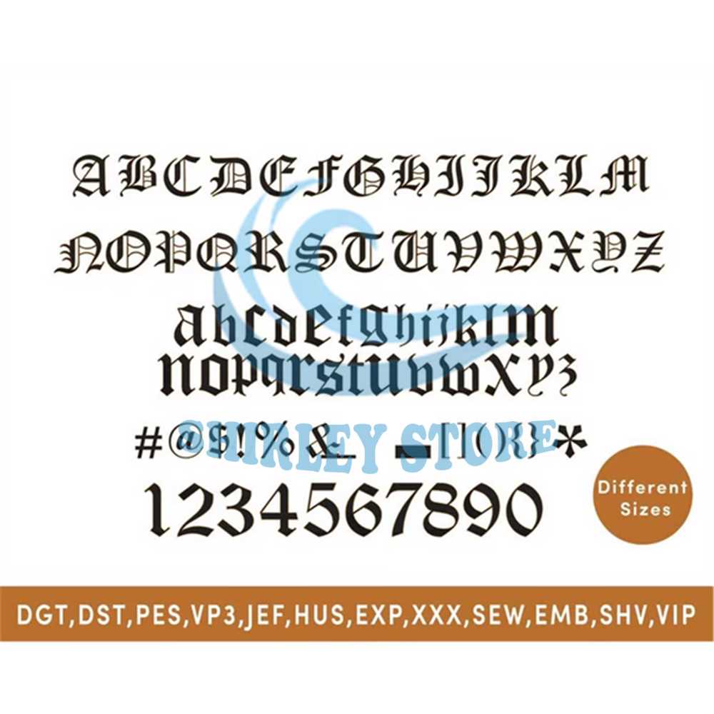 Old English Gothic Embroidery Font, Alphabet Machine Embroid | Inspire ...