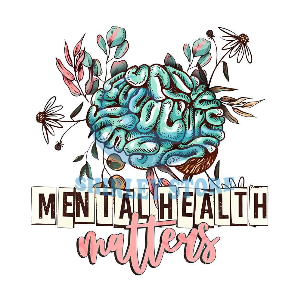 Mental Health Matters Beautiful Brain and Flowers Png, Menta | Inspire ...
