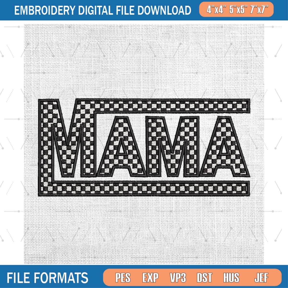 Checkered Mama Retro Mother Day Embroidery Design | Inspire Uplift