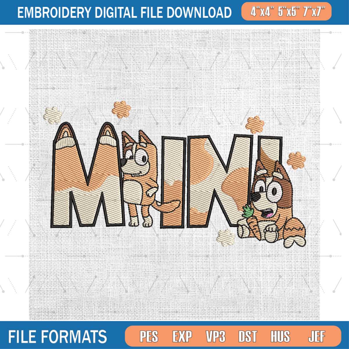 Mini Bluey Chilli Heeler Mom Easter Day Embroidery | Inspire Uplift