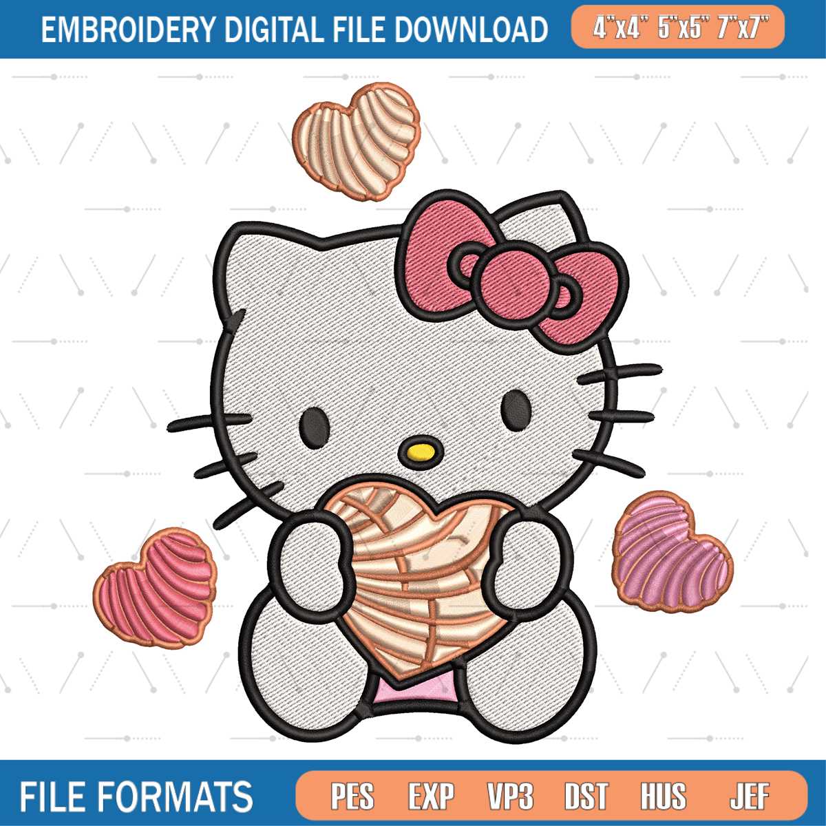 Concha Hello Kitty Embroidery Design Png | Inspire Uplift