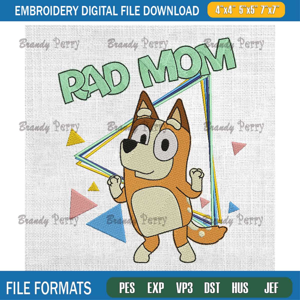 Rad Mom Bluey Chilli Heeler Embroidery - Inspire Uplift