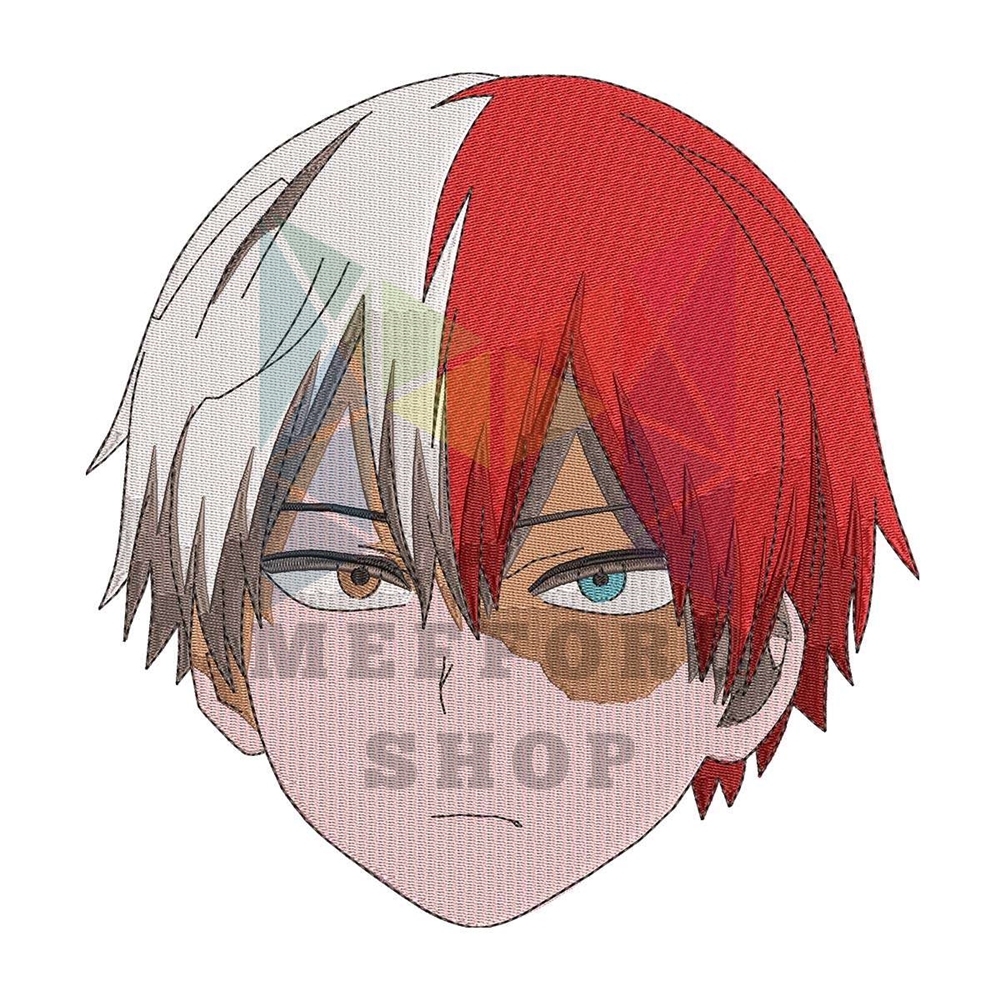 Todoroki Shoto Face Anime Embroidery Design png | Inspire Uplift