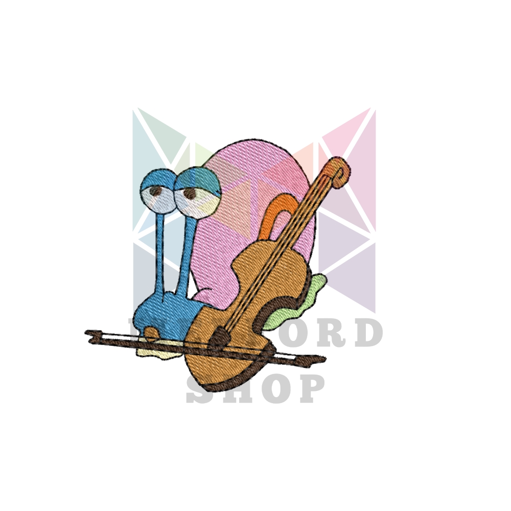 Gary The Snail Violin Embroidery Png | Inspire Uplift
