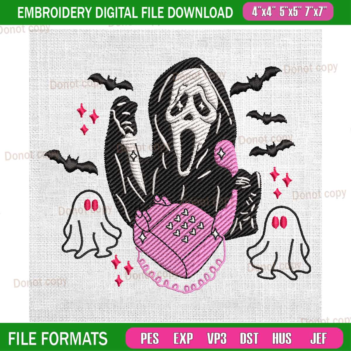 Halloween Horror Scream Ghostface Embroidery | Inspire Uplift