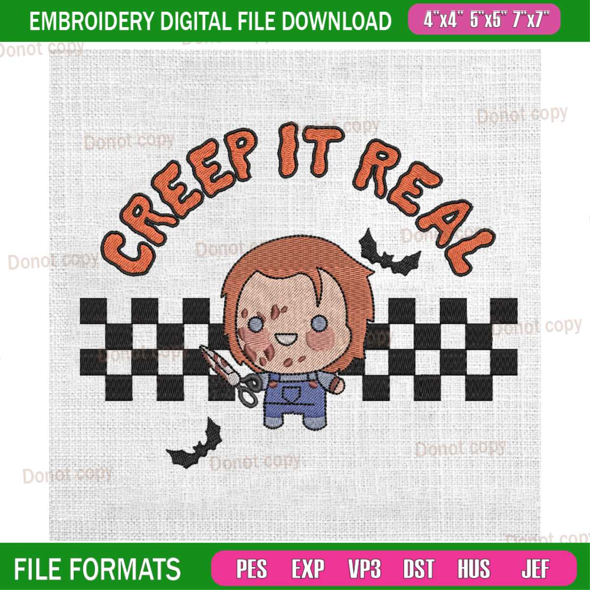 Creep It Real Chibi Chucky Doll Horror Halloween Embroidery | Inspire ...