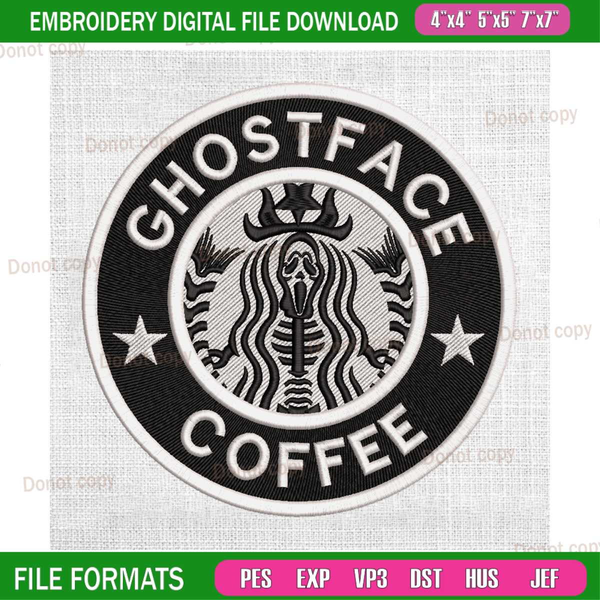 Ghostface Coffee Halloween Starbucks Logo Embroidery | Inspire Uplift