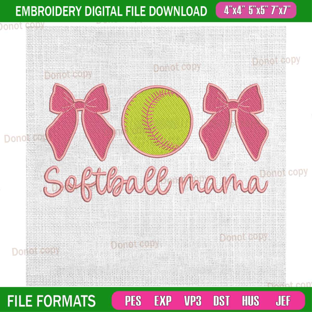 Softball Mama Pink Ribbon Sport Embroidery | Inspire Uplift