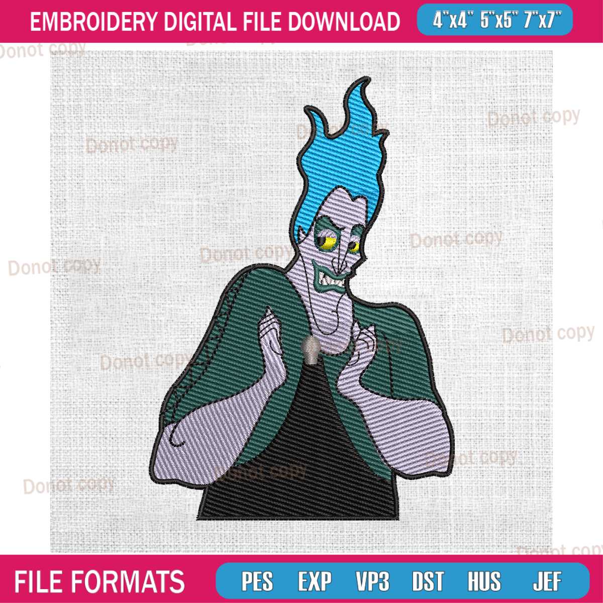 Hercules Villain Hades Design Embroidery - Inspire Uplift