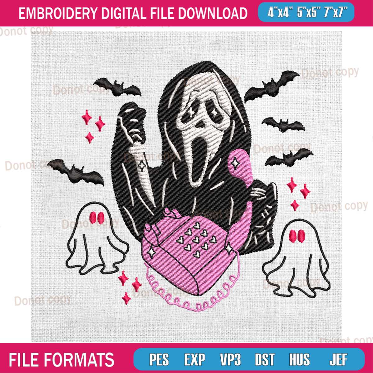 Halloween Horror Scream Ghostface Embroidery - Inspire Uplift