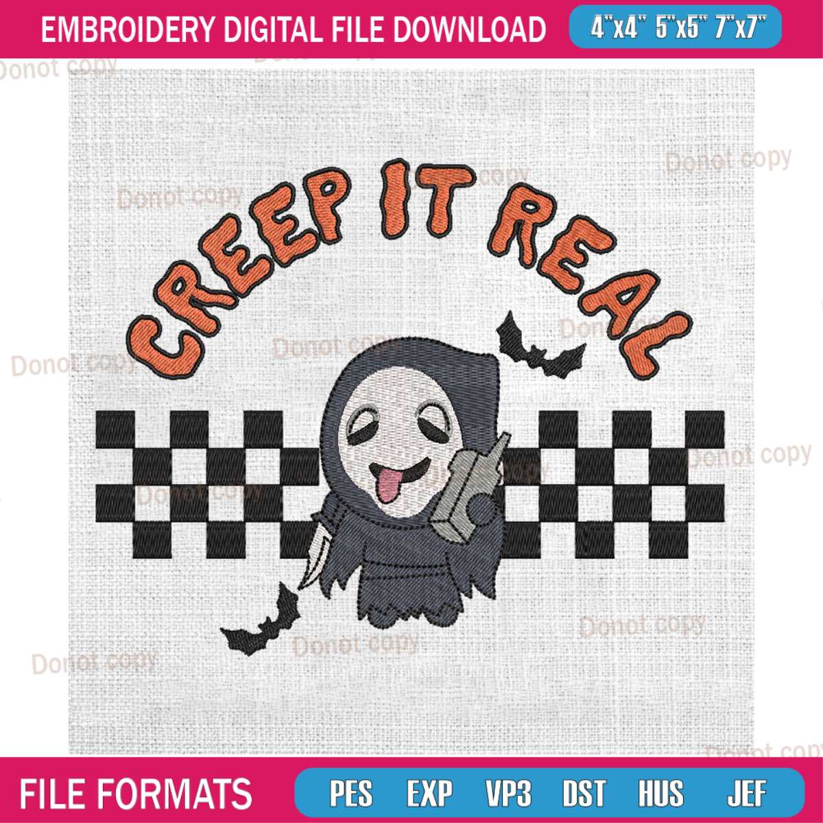 Creep It Real Chibi Scream Ghostface Killer Halloween Embroi | Inspire ...