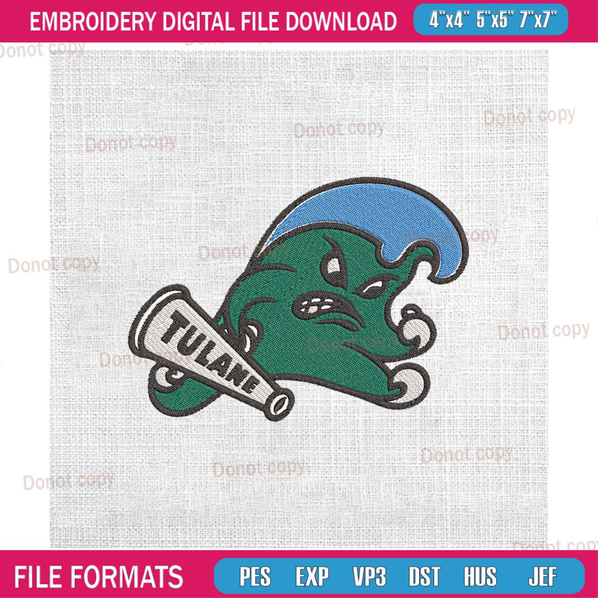 Tulane Green Wave NCAA Logo Embroidery Design | Inspire Uplift