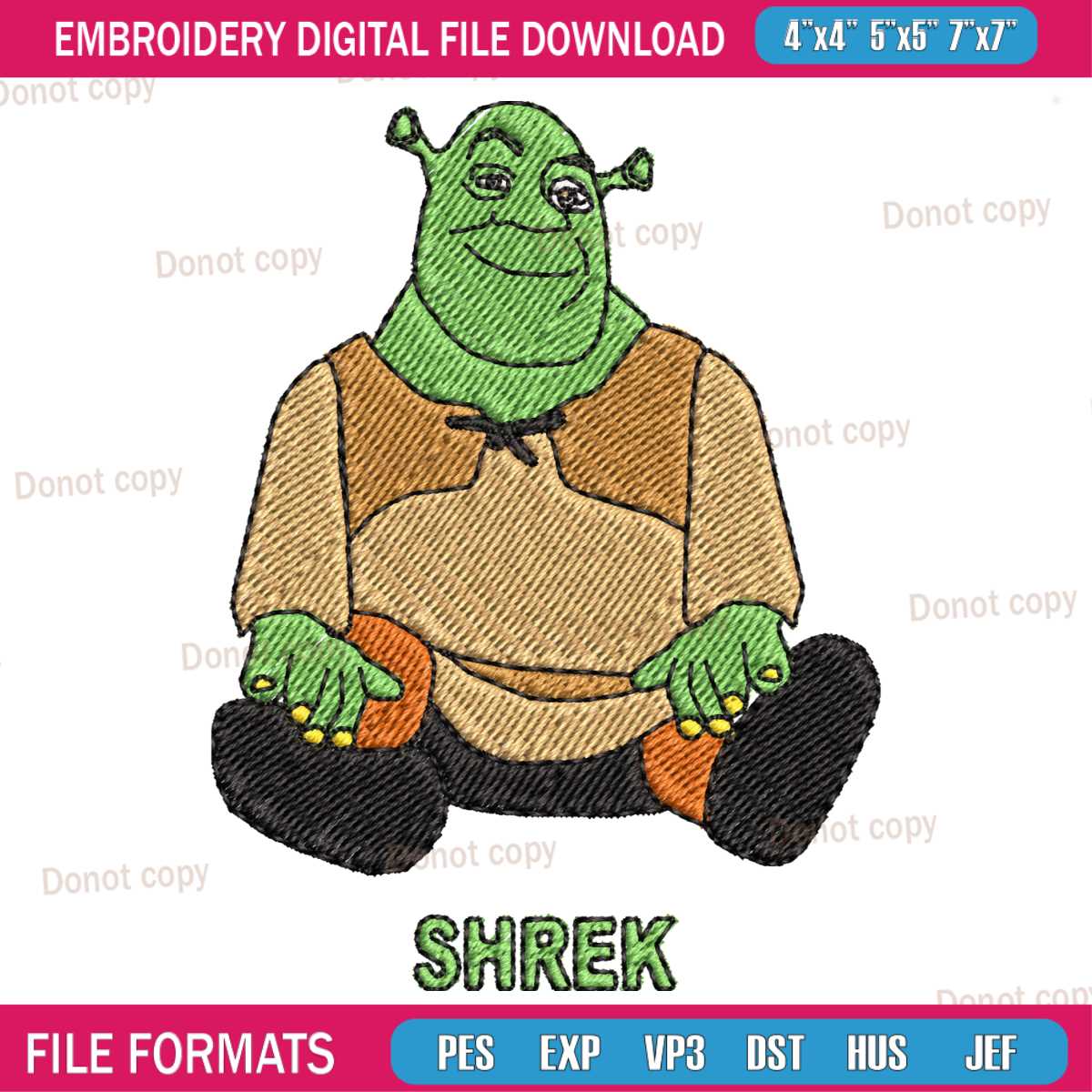 Sitting Shrek Machine Embroidery Png | Inspire Uplift