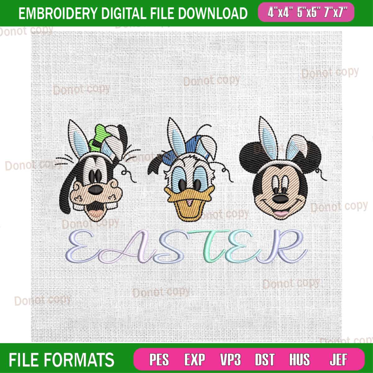 Easter Bunny Ears Mickey Mouse Friends Embroidery | Inspire Uplift