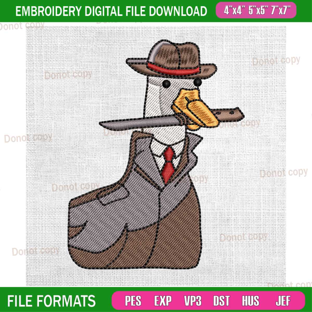 Ducktective Funny Silly Goose Embroidery Design | Inspire Uplift