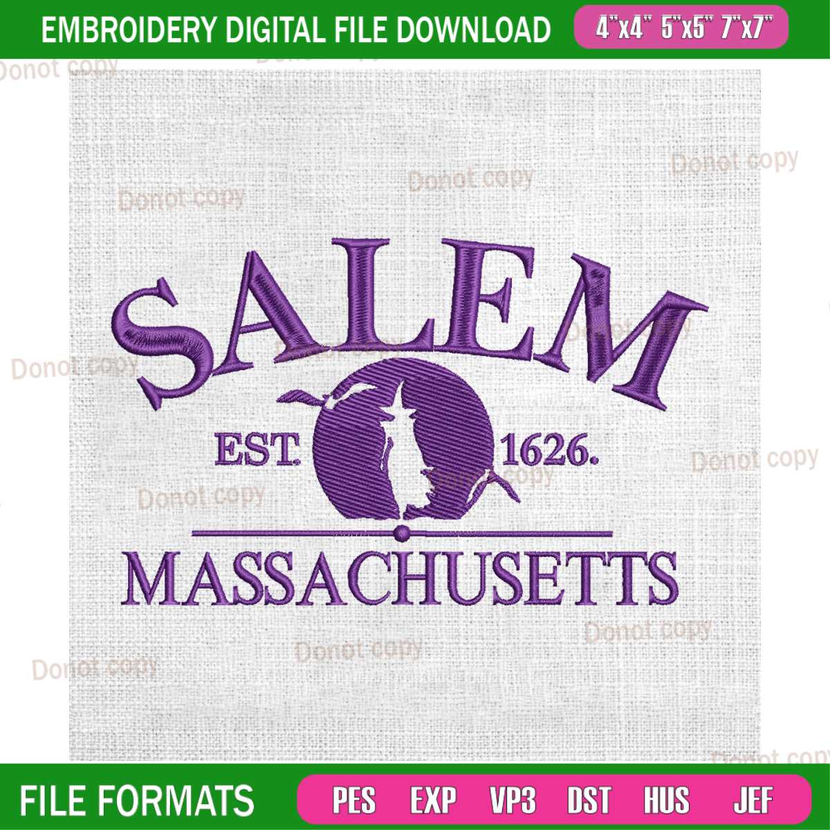 Salem Halloween Witch Massachusetts Est 1626 Embroidery | Inspire Uplift
