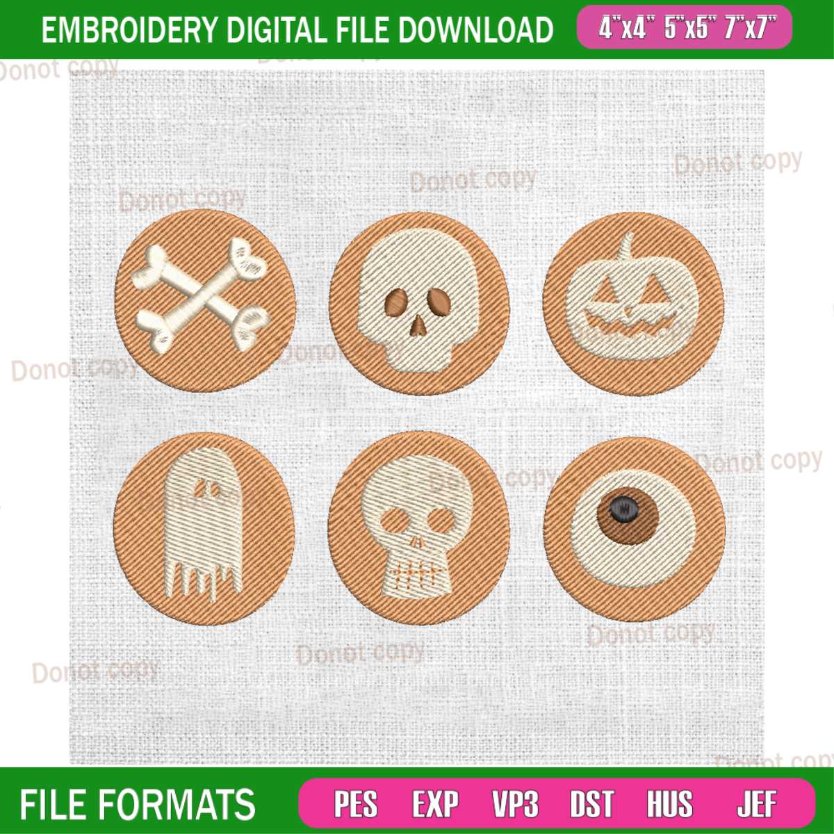 Halloween Spooky Skull Skeleton Sticker Embroidery | Inspire Uplift