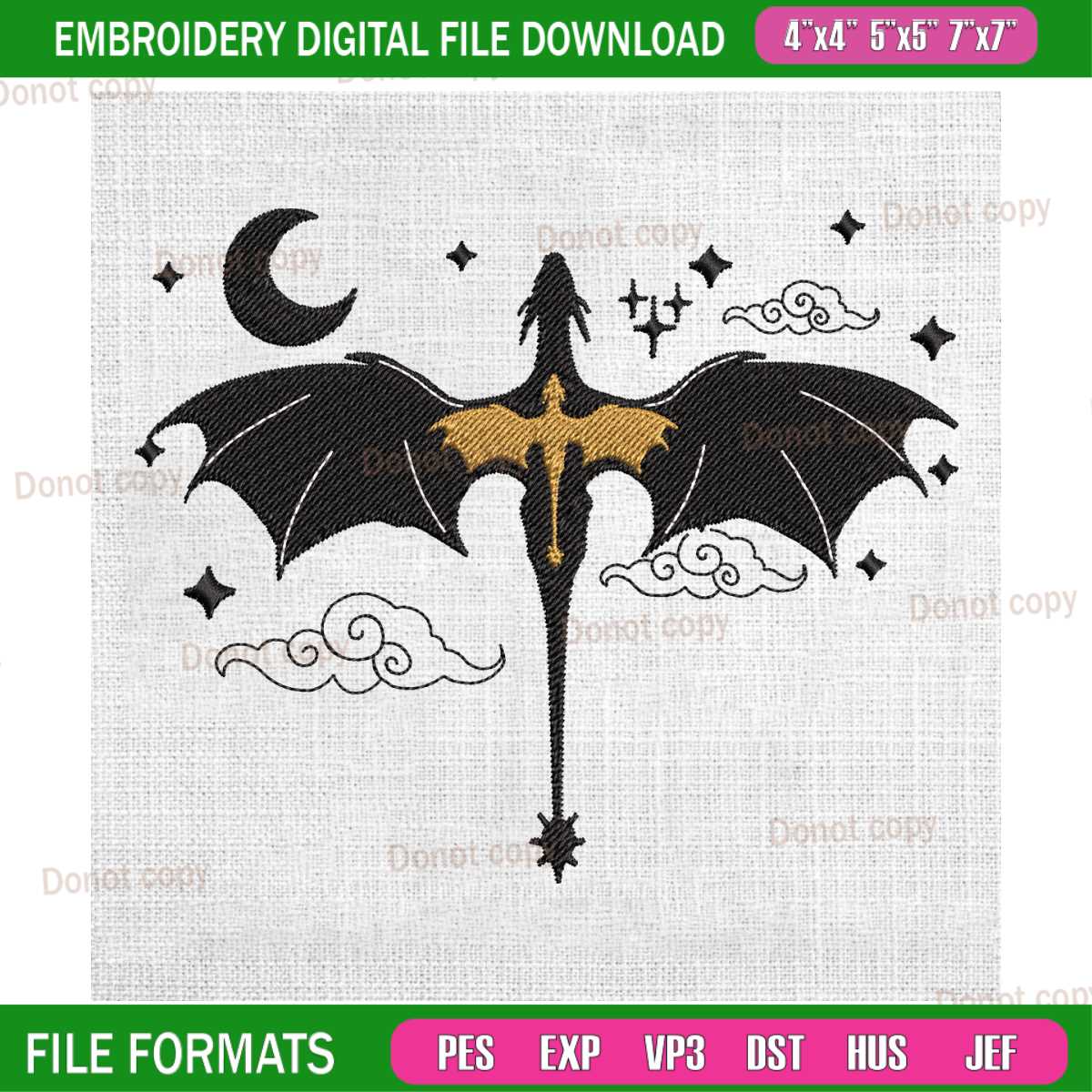 Fourth Wing Dragon Tairn and Andarna Embroidery | Inspire Uplift