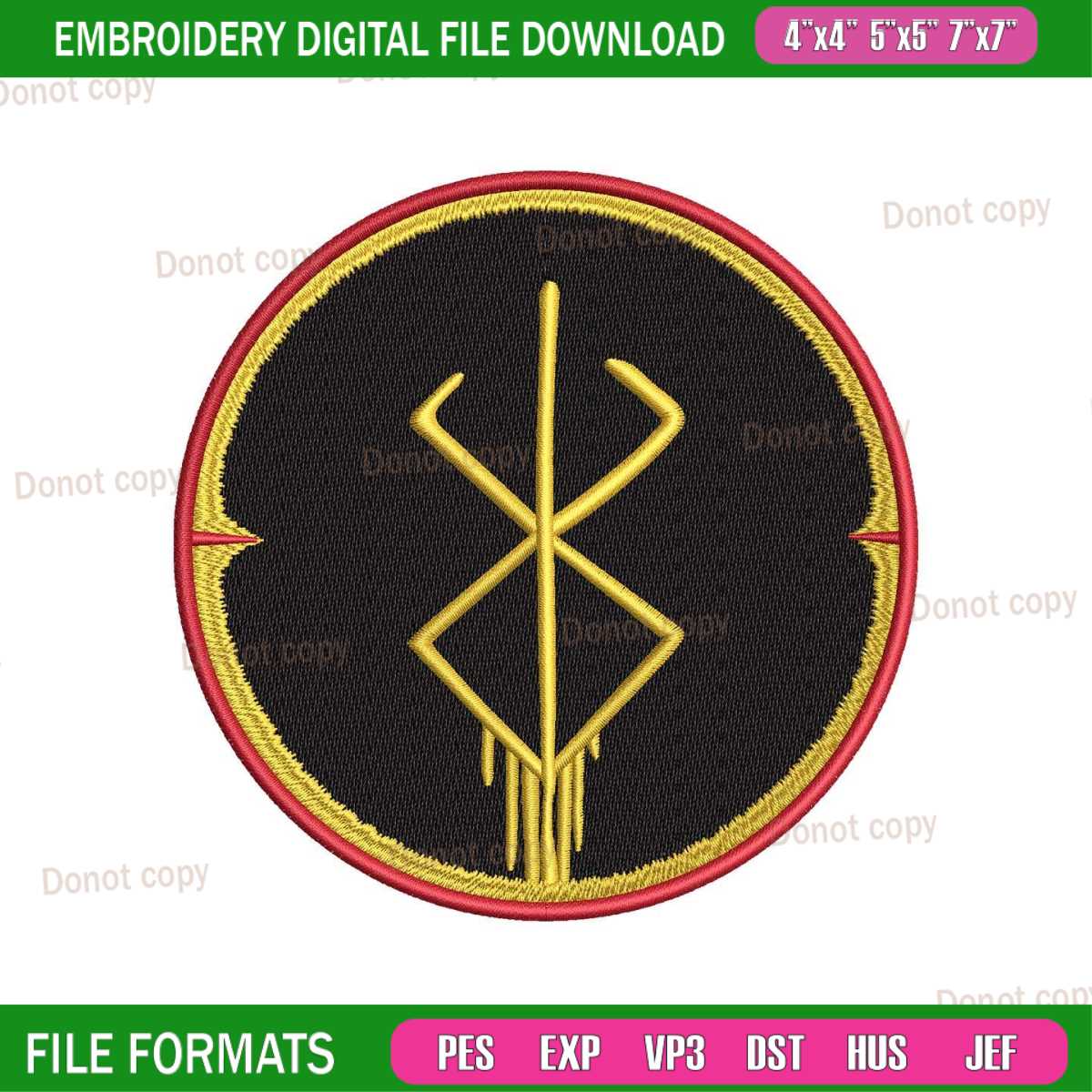 Berserker Norse Rune Logo Embroidery Design | Inspire Uplift