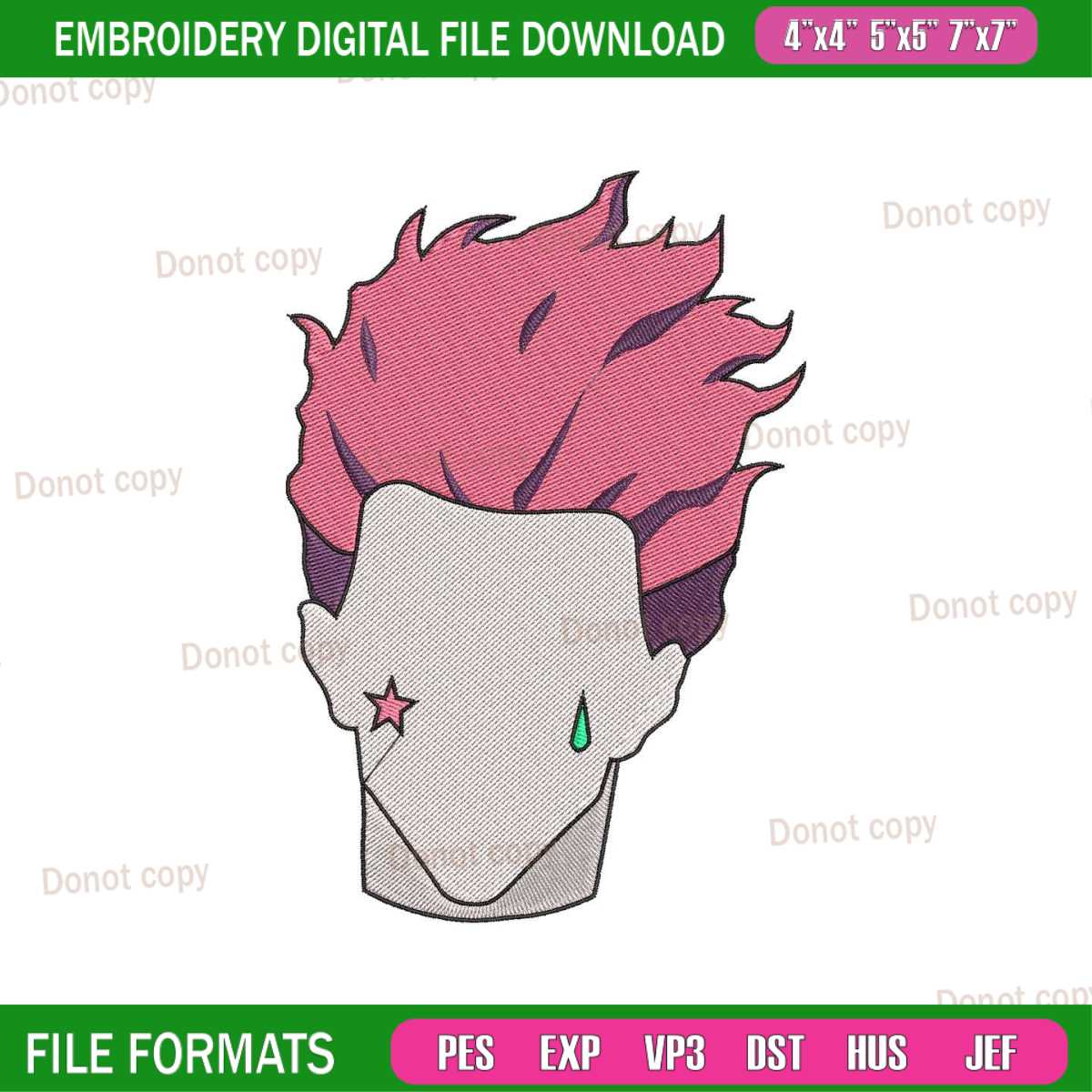 Hisoka Morow Head Anime Embroidery Design png | Inspire Uplift