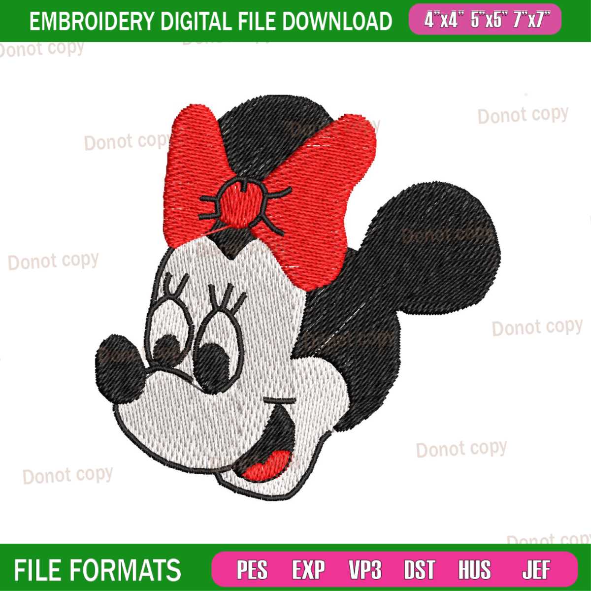 Minnie Mouse Head Embroidery Design Png | Inspire Uplift