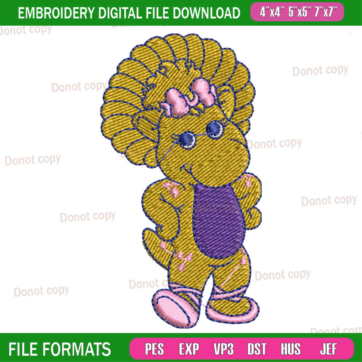 Pink Baby Bop Embroidery Png | Inspire Uplift