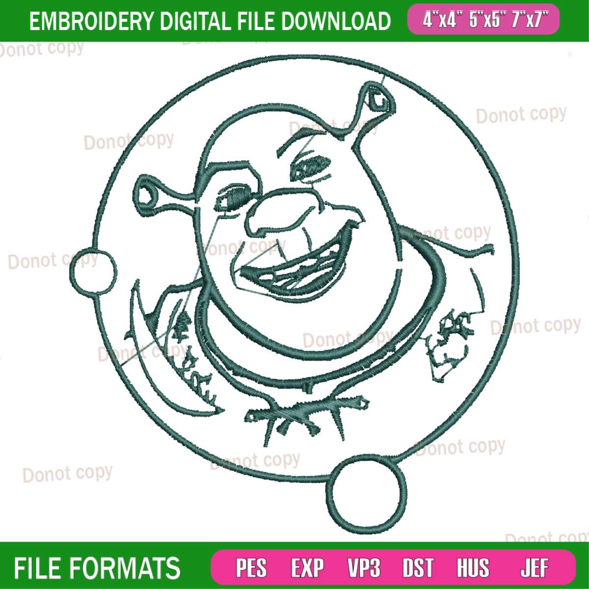 Green Design Shrek Embroidery Png - Inspire Uplift
