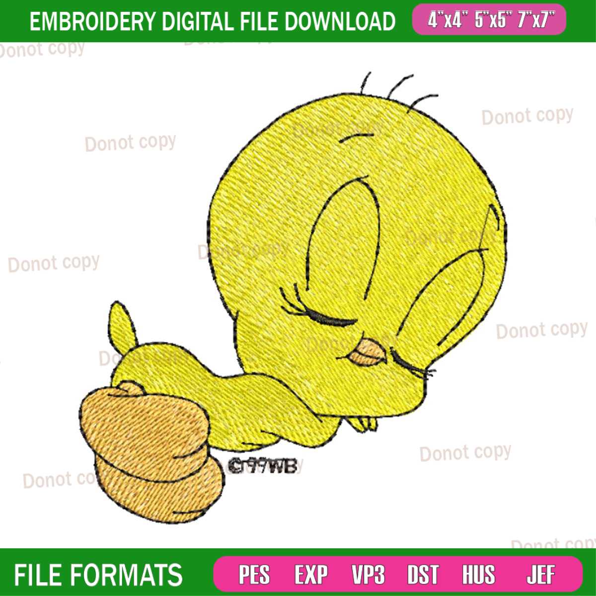 Sleeping Tweety Bird Embroidery Png - Inspire Uplift