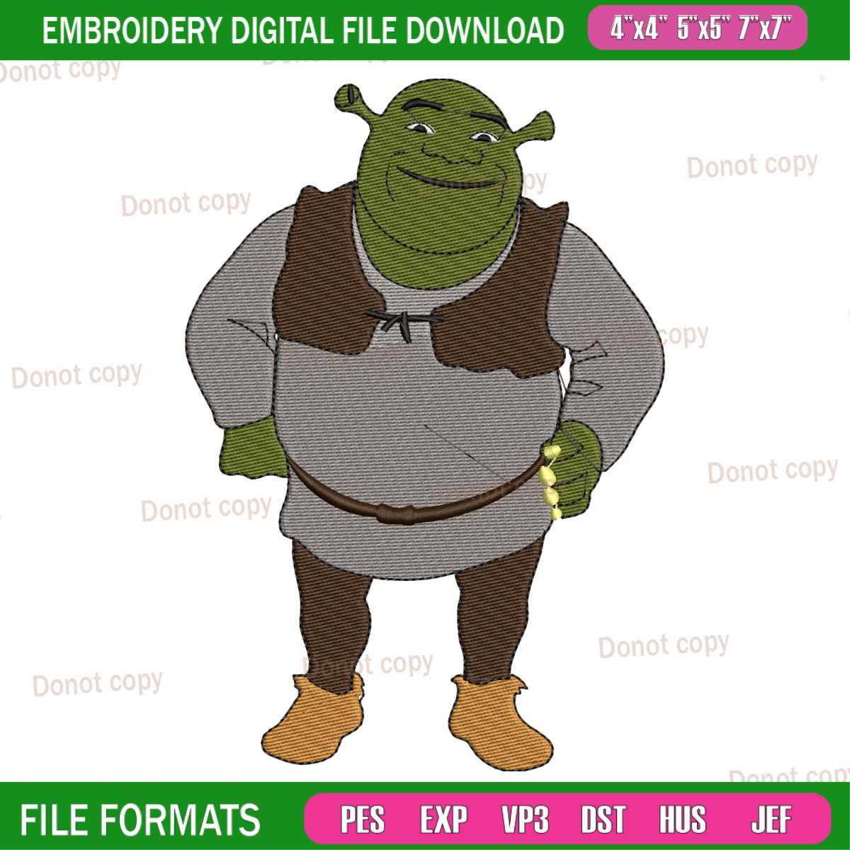 Standing Shrek Embroidery Png | Inspire Uplift