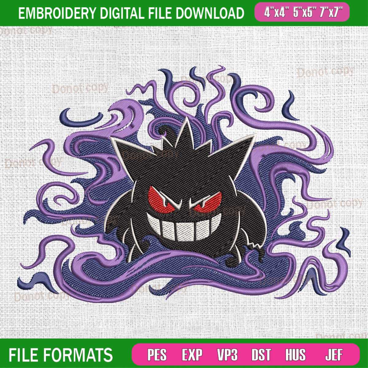 Gengar Pokemon Embroidery Design | Inspire Uplift