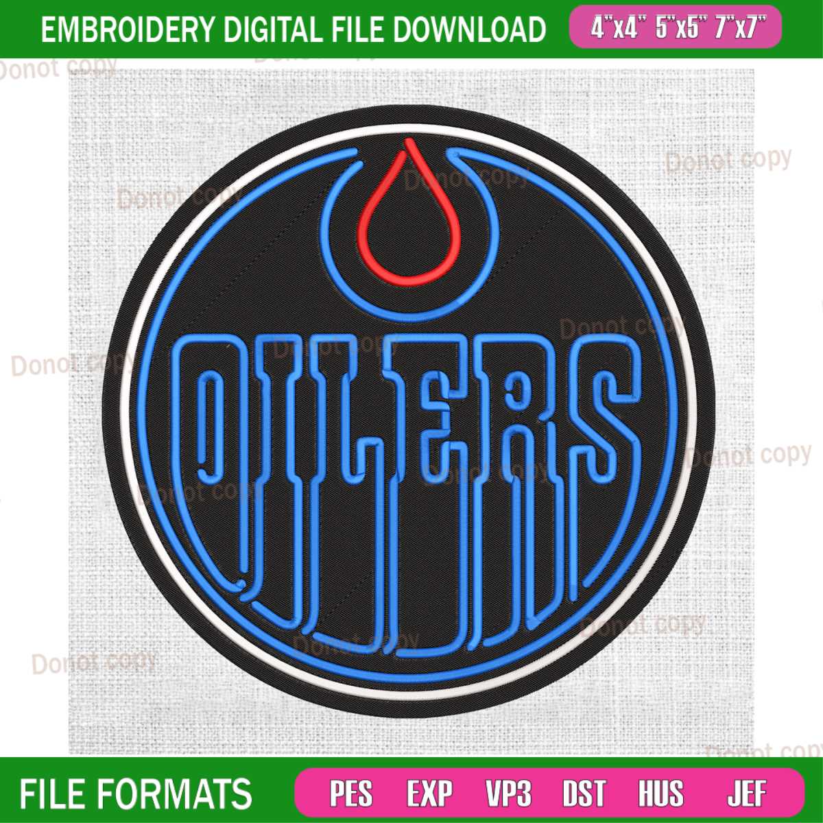 Edmonton Oilers Black Logo Embroidery, NHL Embroidery, Oiler | Inspire ...