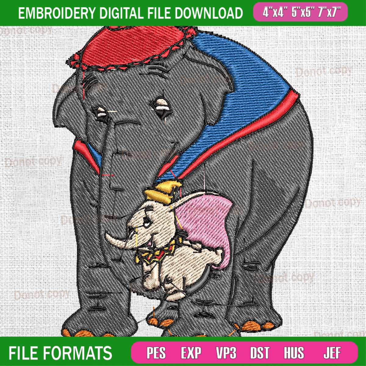 Dumbo And Mrs. Jumbo Embroidery Design, Dumbo The Elephant E | Inspire ...