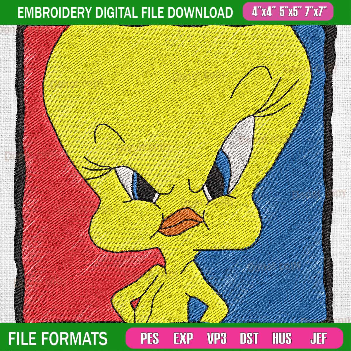 Tweety Yellow Bird Embroidery Design, Looney Tunes Embroider | Inspire ...