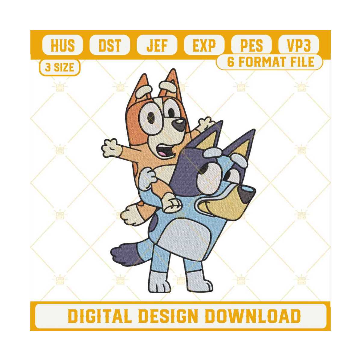 Bandit Heeler Piggyback Bluey Embroidery Design Files.jpg - Inspire Uplift