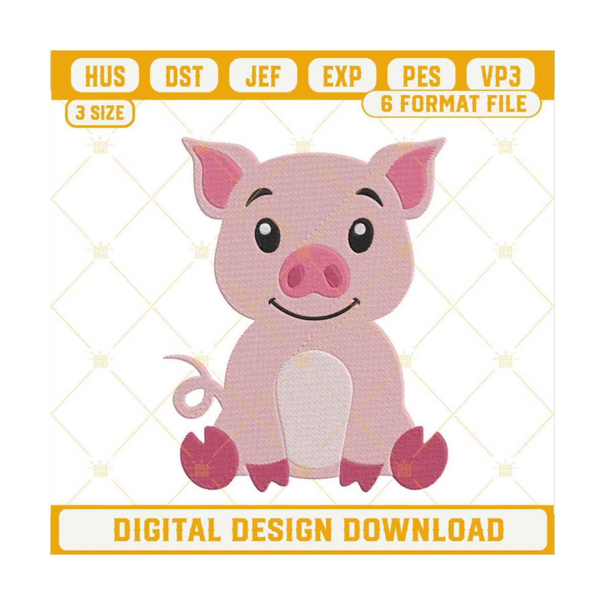 Baby Pig Embroidery Designs, Cute Animals Embroidery Files.j | Inspire ...