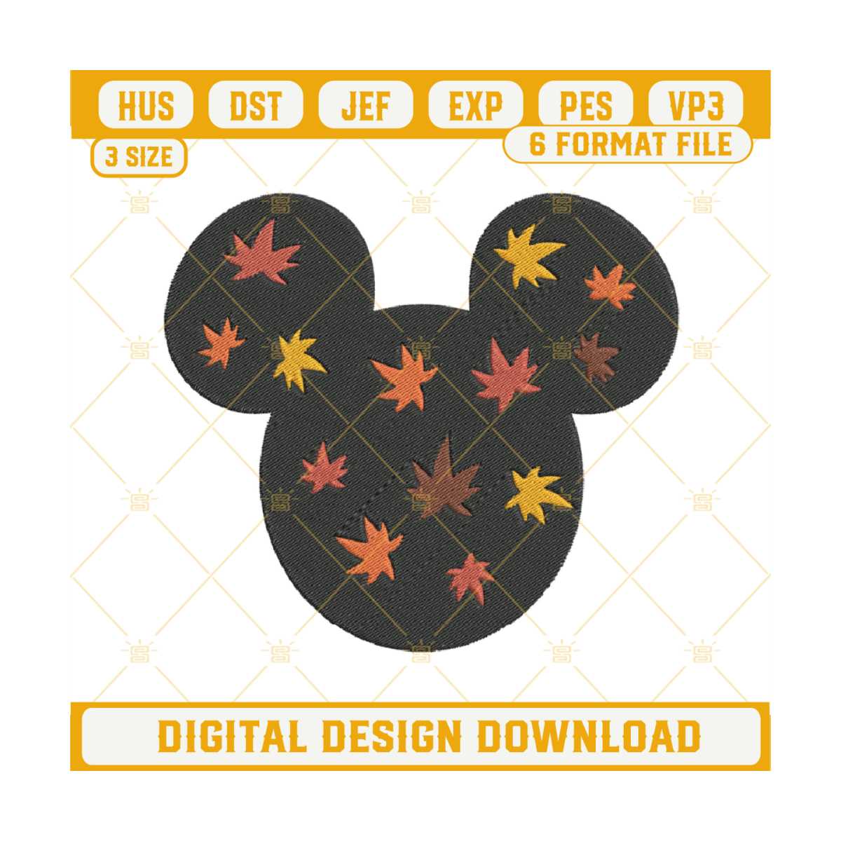Fall Mickey Thanksgiving Embroidery Design, Fall Leaves Embr | Inspire ...