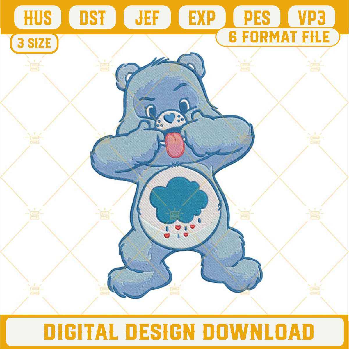 Grumpy Bear Care Bear Embroidery Design File.jpg | Inspire Uplift