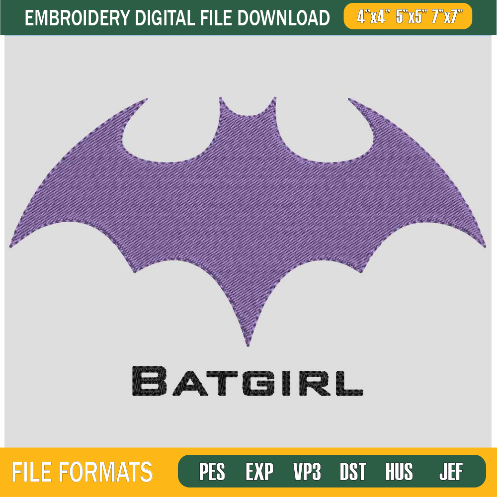 Batgirl Embroidery Design Logo Batgirl Embroidery Machine | Inspire Uplift