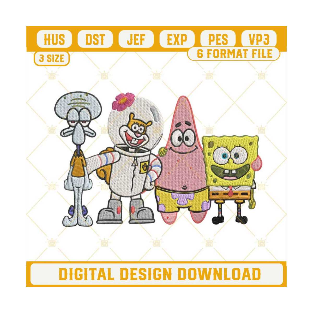 Spongebob Squarepants Characters Machine Embroidery Design F | Inspire ...