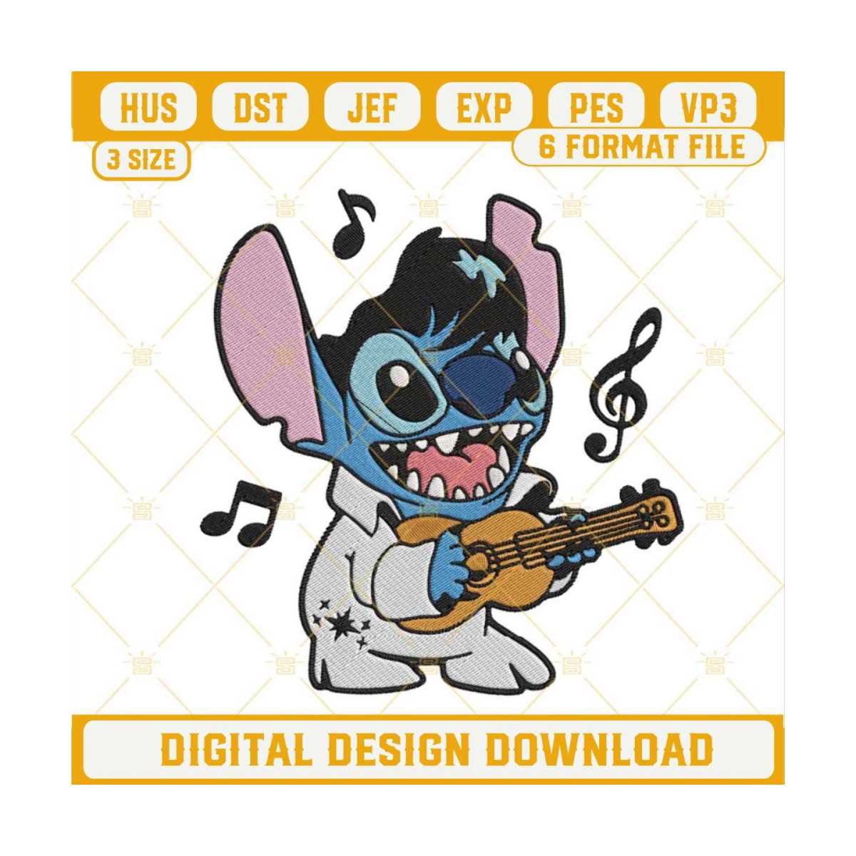 Stitch Elvis Presley Machine Embroidery Design, Stitch Playi - Inspire ...