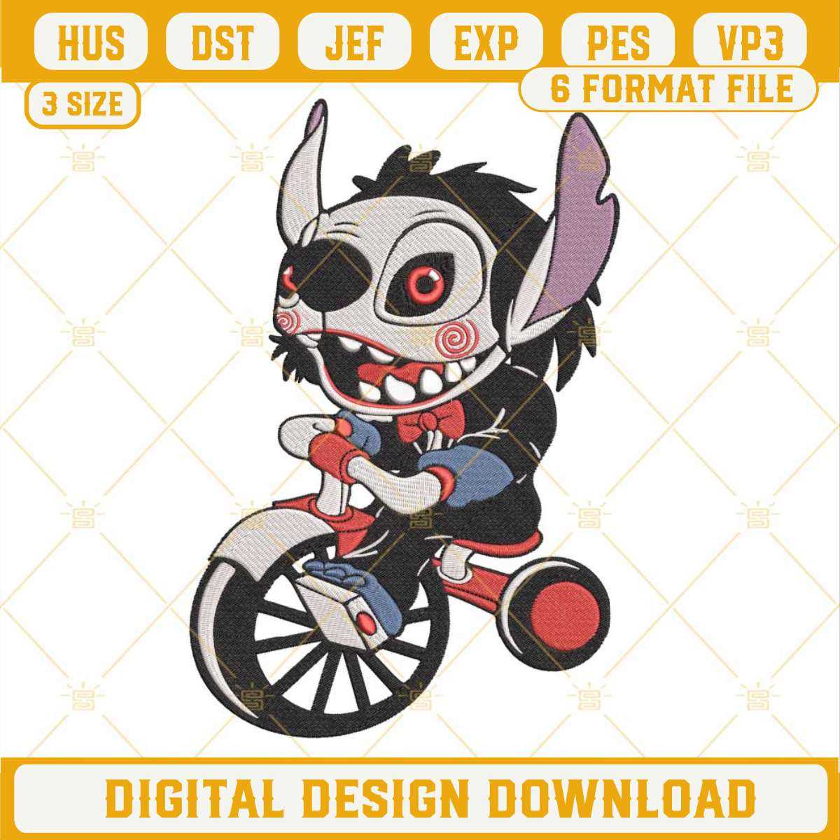 Stitch Jig Saw Horror Movie Embroidery Designs, Stitch Bicyc | Inspire ...