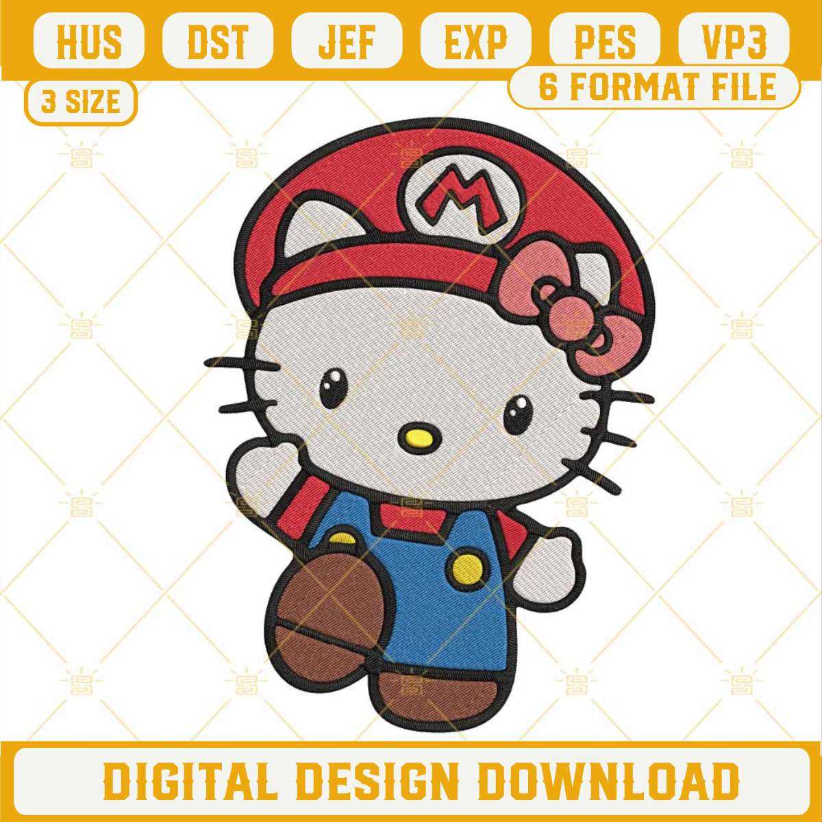Hello Kitty Mario Embroidery Designs, Super Mario Bros Machi | Inspire ...