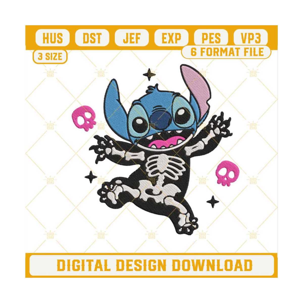 Skeleton Stitch Halloween Embroidery Design Files.jpg | Inspire Uplift