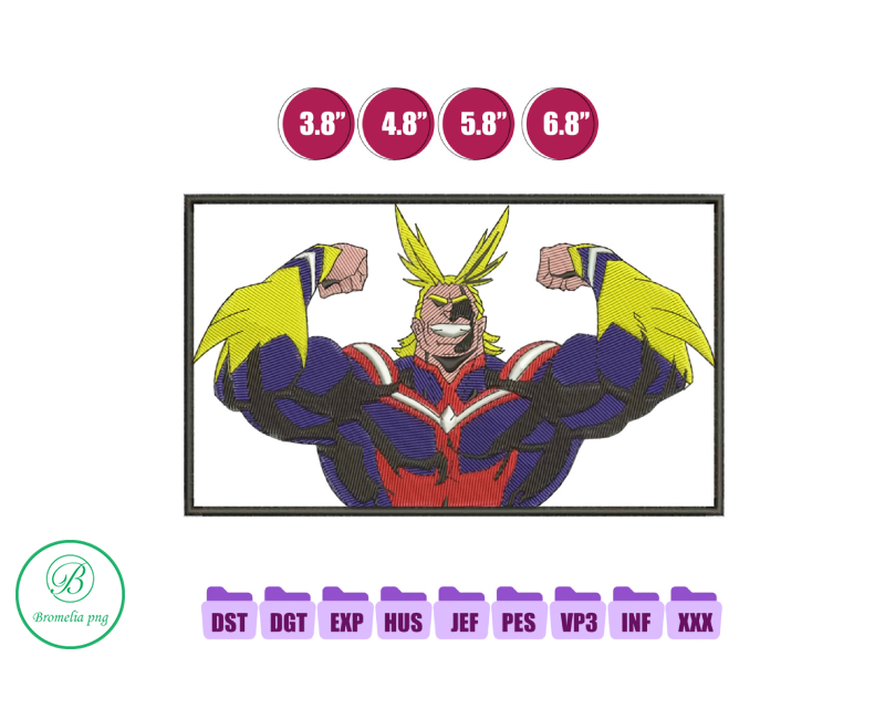 All Might Anime Embroidery Design, Anime Embroidery Designs | Inspire ...