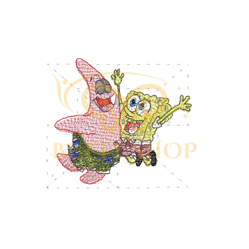 Patrick Star and SpongeBob Embroidery Png | Inspire Uplift
