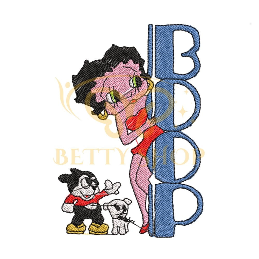 Character Betty Boop With Dog Embroidery Png - Inspire Uplift