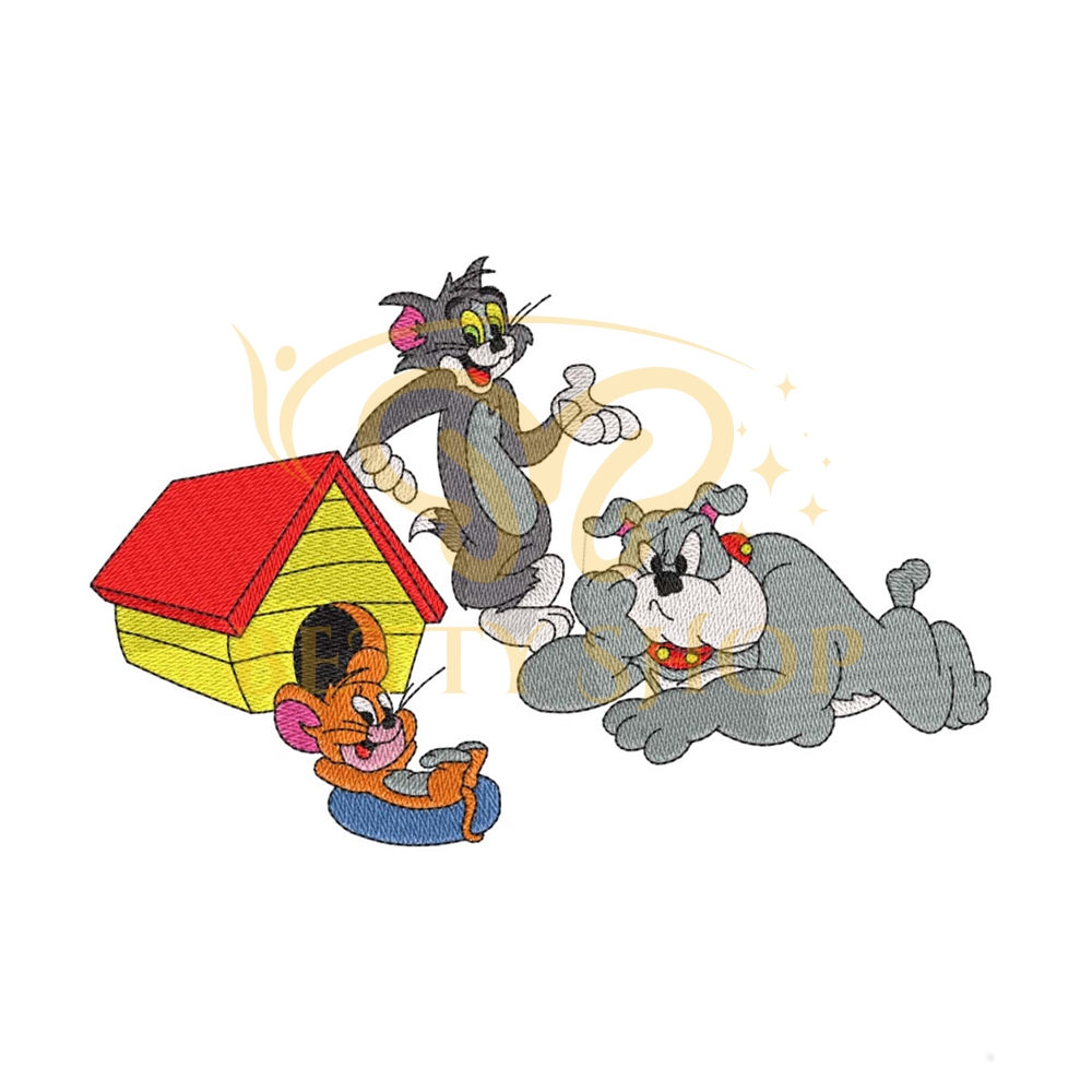 Friends War Tom and Jerry and Spike Embroidery | Inspire Uplift