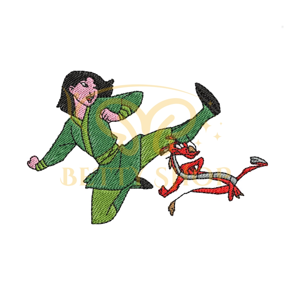 Mulan and Mushu Kung Fu Embroidery - Inspire Uplift
