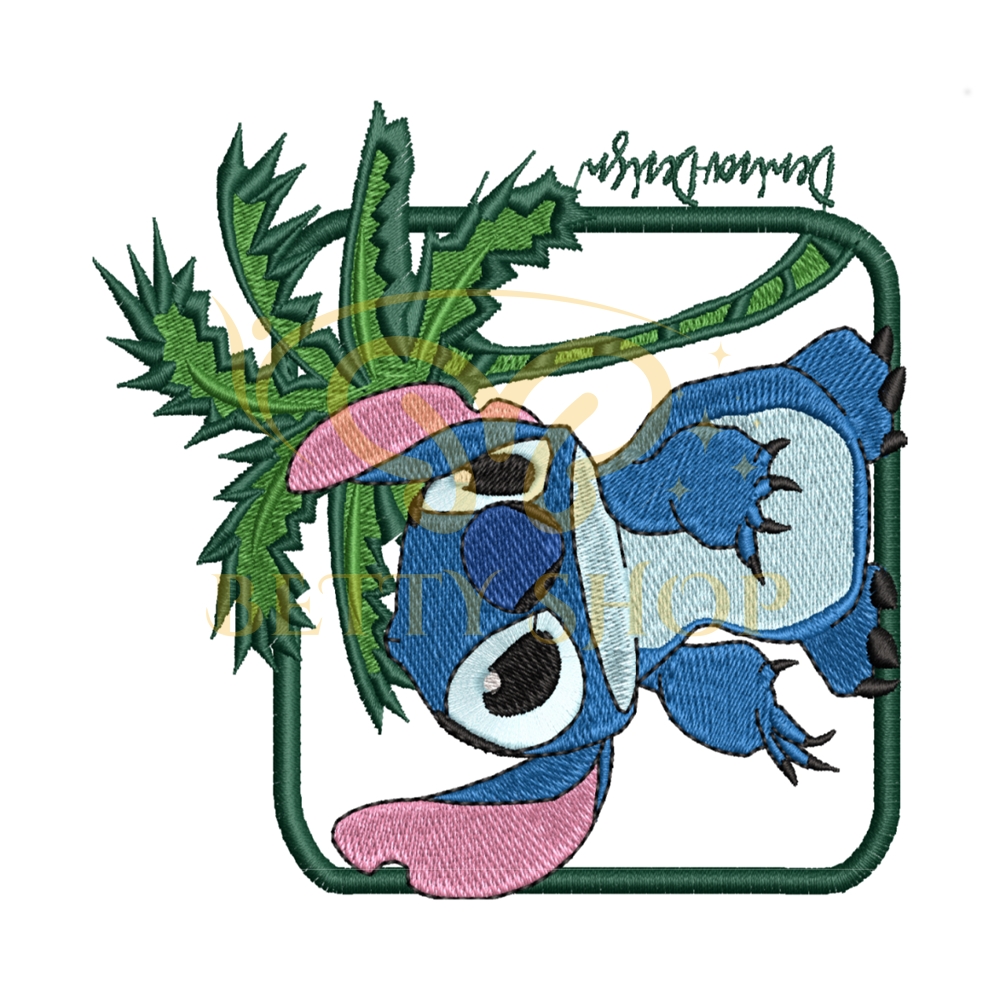 Stitch and Palm Tree Embroidery Png | Inspire Uplift